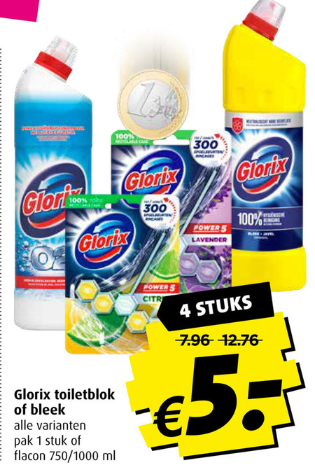 Glorix bleekmiddel, toiletblok folder aanbieding bij Boni - details