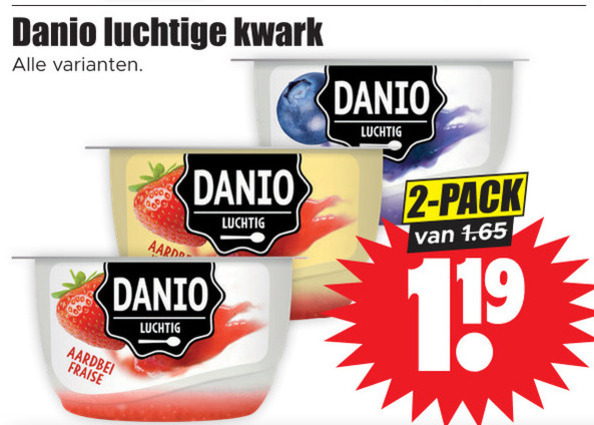 Danone Danio kwark folder aanbieding bij Dirk - details
