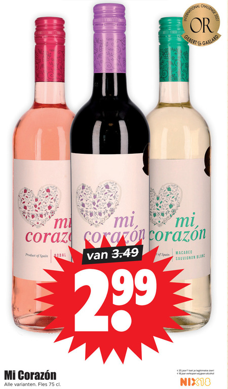 witte wijn, rode wijn folder aanbieding bij Dirk - details