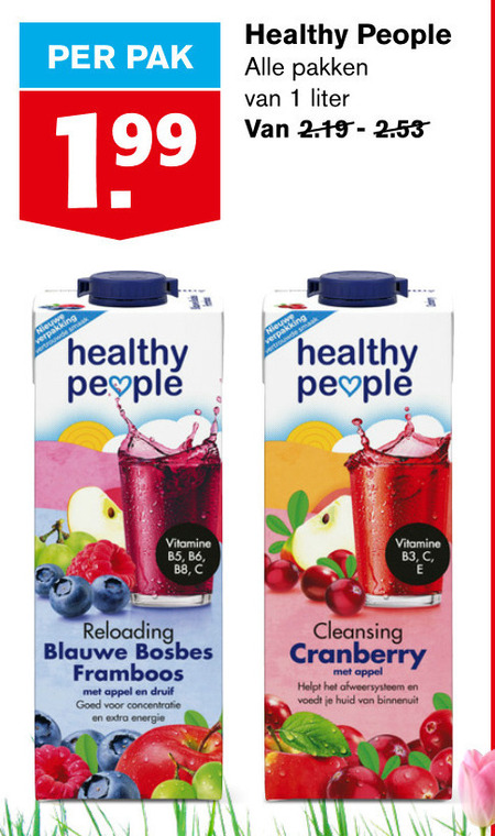 Healthy People vruchtensap folder aanbieding bij Hoogvliet - details