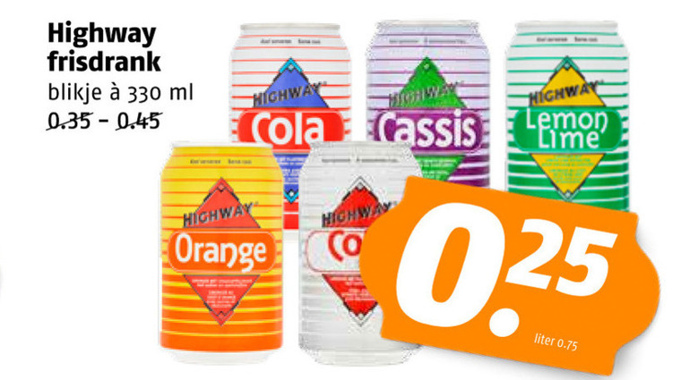 Highway frisdrank, cola folder aanbieding bij Poiesz - details