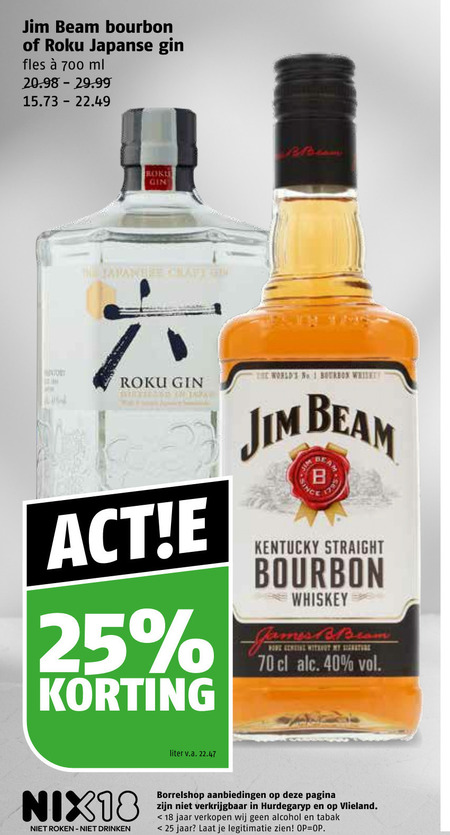 Jim Beam gin, bourbon folder aanbieding bij Poiesz - details