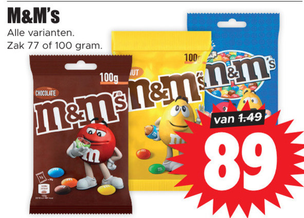 M en Ms chocolade folder aanbieding bij Dirk - details