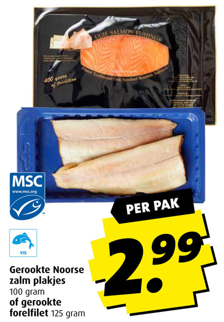 gerookte zalmfilet, forelfilet folder aanbieding bij Boni - details