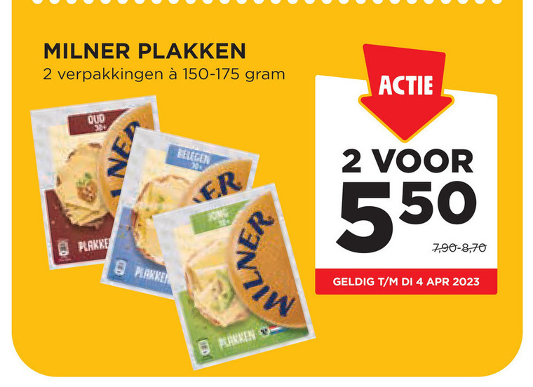 Milner kaasplakken folder aanbieding bij Jumbo - details