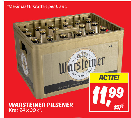 Warsteiner krat bier folder aanbieding bij Dekamarkt - details