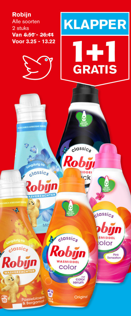 Robijn wasmiddel, wasverzachter folder aanbieding bij Hoogvliet - details