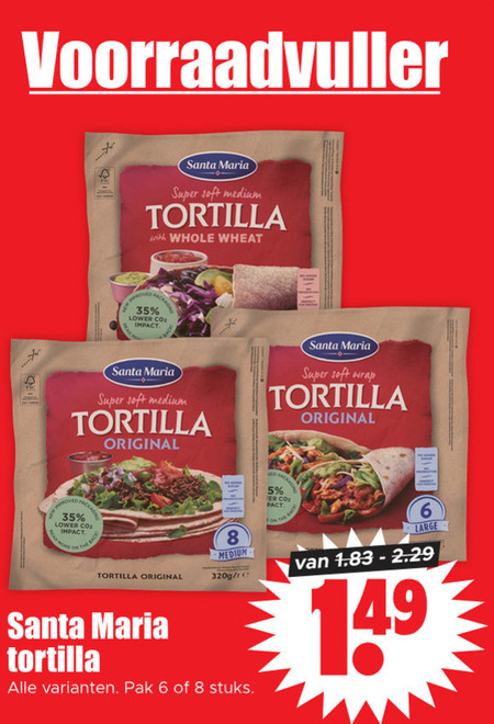 Santa Maria tortilla folder aanbieding bij Dirk - details