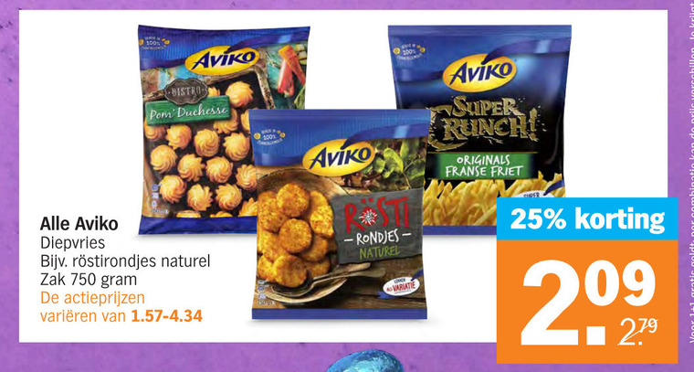 Aviko patat, aardappelproduct folder aanbieding bij Albert Heijn - details