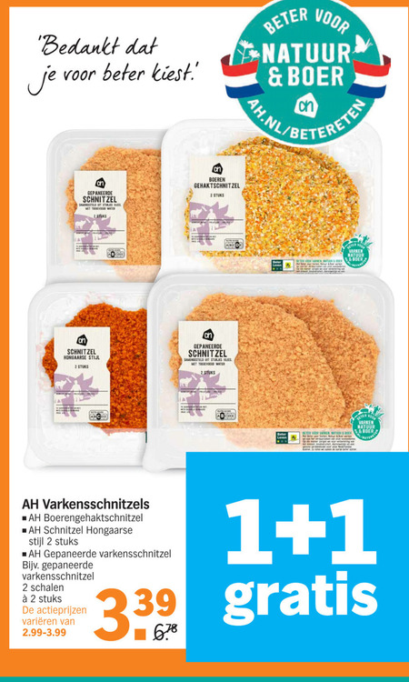varkensschnitzel folder aanbieding bij Albert Heijn - details