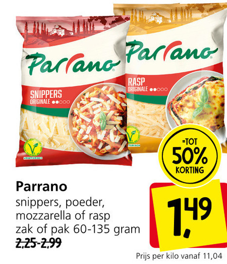 Parrano geraspte kaas folder aanbieding bij Jan Linders - details