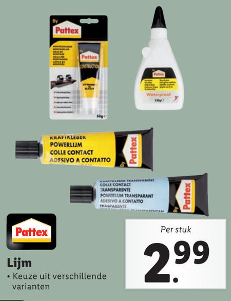 Pattex secondelijm, lijm folder aanbieding bij Lidl - details