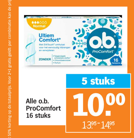 O.B. tampons folder aanbieding bij Albert Heijn - details