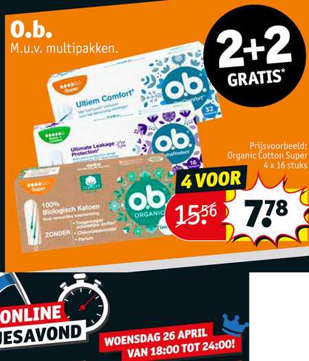 O.B. tampons folder aanbieding bij Kruidvat - details