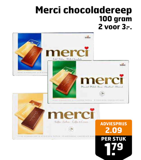 Merci chocolade folder aanbieding bij Trekpleister - details