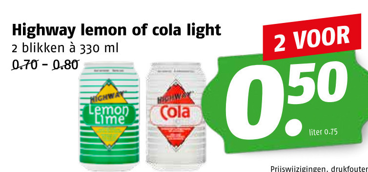 Highway frisdrank, cola folder aanbieding bij Poiesz - details