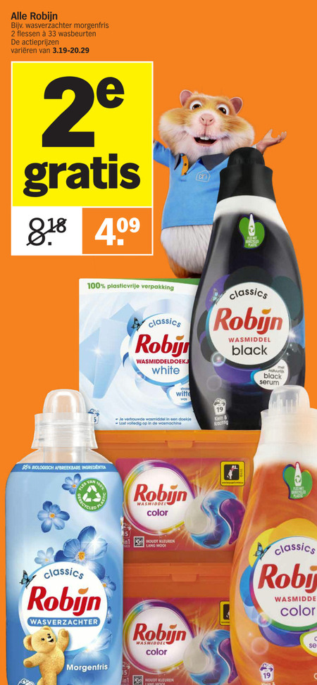 Robijn wasverzachter, wasmiddel folder aanbieding bij Albert Heijn ...