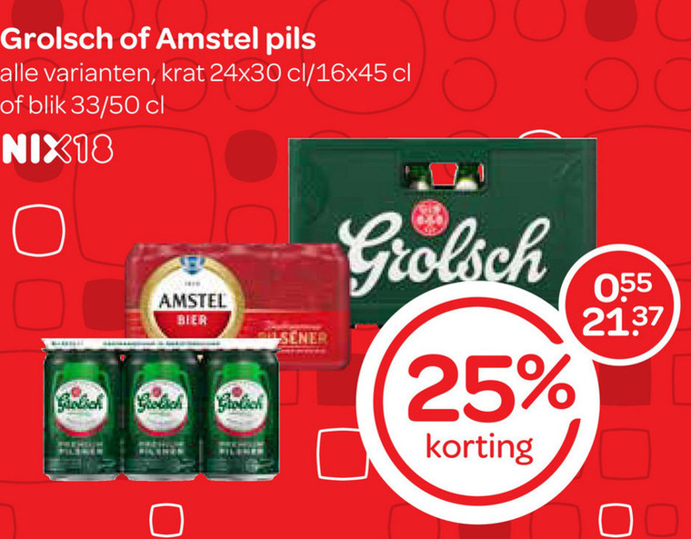 Grolsch krat bier, blikje bier folder aanbieding bij Spar - details