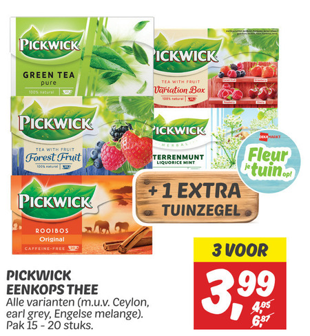 Pickwick thee folder aanbieding bij Dekamarkt - details
