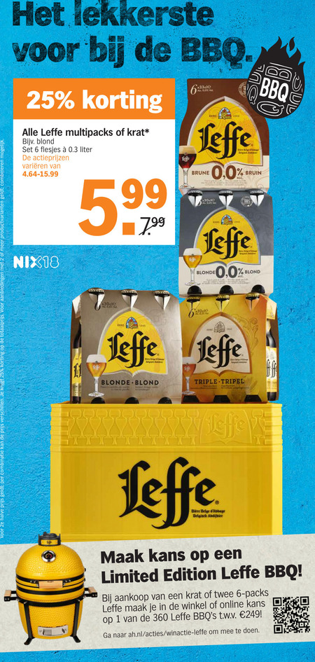 Leffe blikje bier, speciaalbier folder aanbieding bij Albert Heijn ...