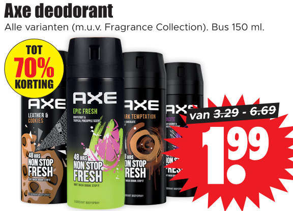 Axe deodorant folder aanbieding bij Dirk - details