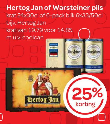 Warsteiner blikje bier, krat bier folder aanbieding bij Spar - details