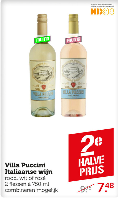 Villa Puccini rose, witte wijn folder aanbieding bij Coop - details