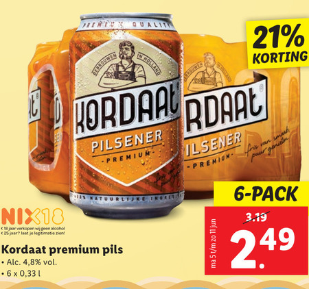 Kordaat blikje bier folder aanbieding bij Lidl - details