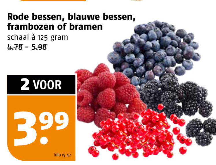 blauwe bessen, bramen folder aanbieding bij Poiesz - details