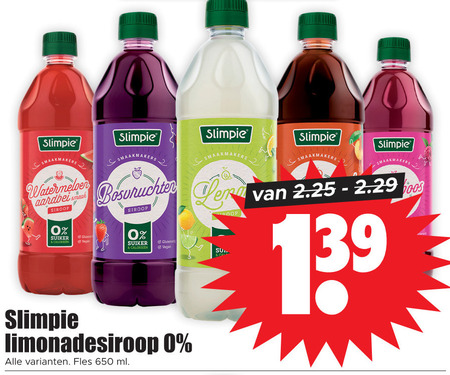 Slimpie limonadesiroop folder aanbieding bij Dirk - details
