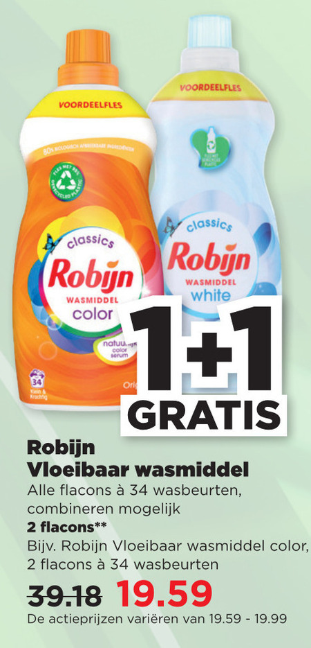 Robijn wasmiddel folder aanbieding bij Plus - details