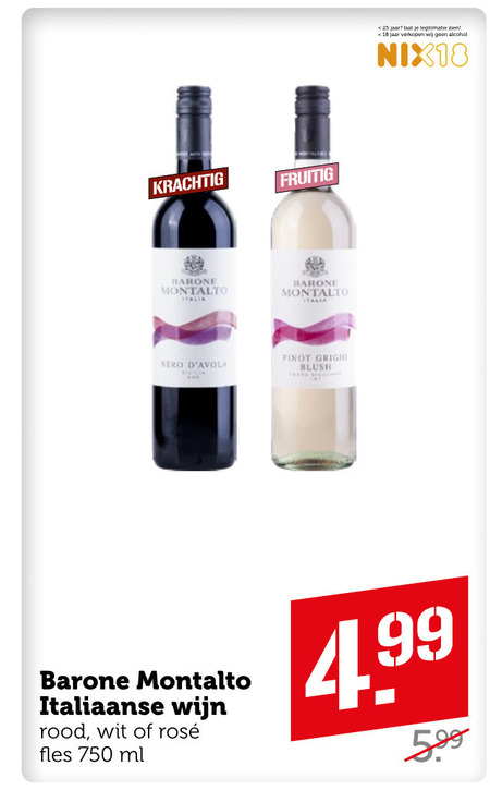 Barone Montalto rose, rode wijn folder aanbieding bij Coop - details
