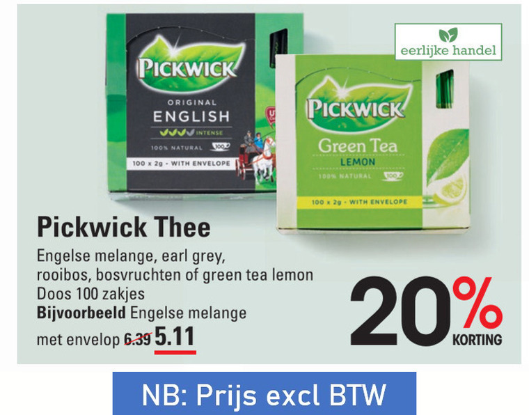 Pickwick thee folder aanbieding bij Sligro - details