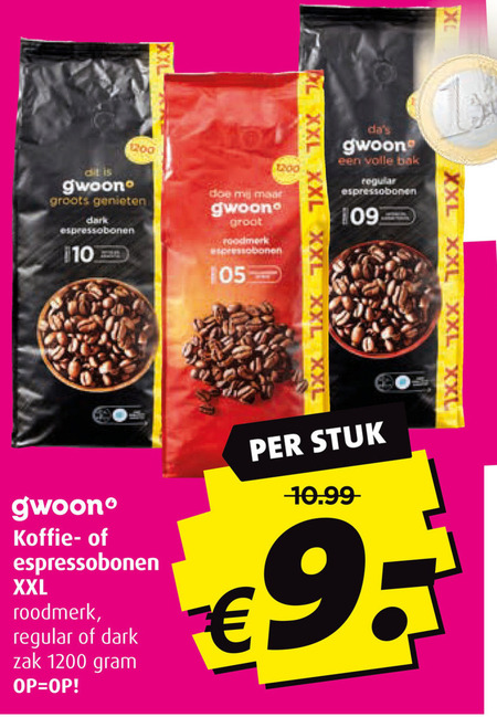 Gwoon koffiebonen folder aanbieding bij Boni - details
