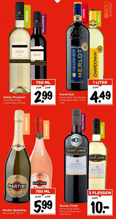 rode wijn, rose folder aanbieding bij Vomar - details