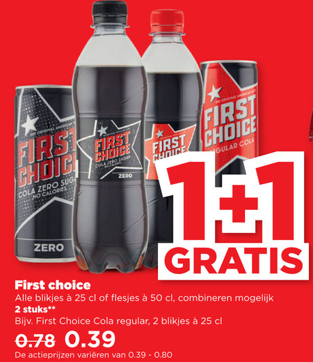 First Choice cola folder aanbieding bij Plus - details