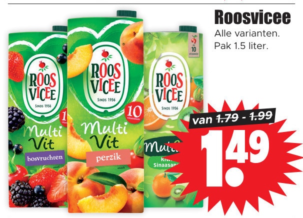 Roosvicee fruitdrank folder aanbieding bij Dirk - details