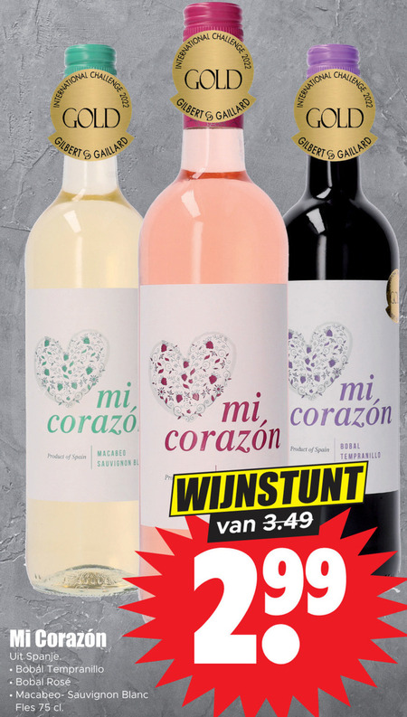 witte wijn, rose folder aanbieding bij Dirk - details