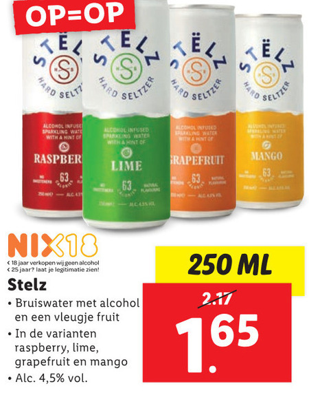 Stelz hard seltzer folder aanbieding bij Lidl - details