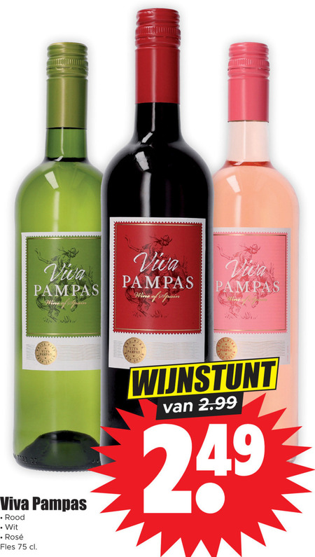 Pampas del Sur witte wijn, rose folder aanbieding bij Dirk - details