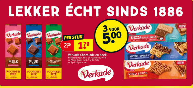 Verkade biscuits, chocolade folder aanbieding bij Kruidvat - details