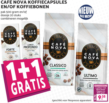 Cafe Nova koffiecups, koffiebonen folder aanbieding bij MCD Supermarkt ...
