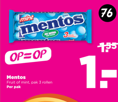 Mentos snoep folder aanbieding bij Plus - details