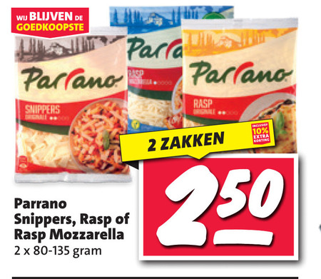 Parrano geraspte kaas folder aanbieding bij Nettorama - details