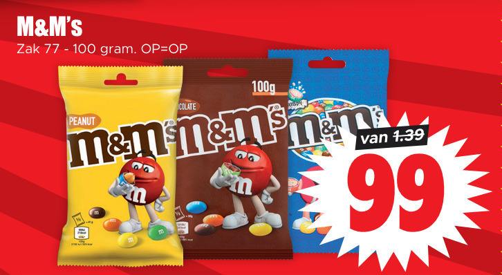 M en Ms chocolade, chocoladepindas folder aanbieding bij Dirk - details