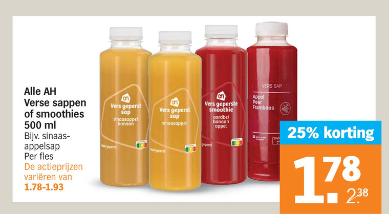 Albert Heijn Huismerk fruitsmoothie, vruchtensap folder aanbieding bij ...