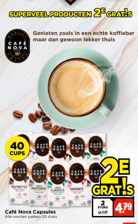 Cafe Nova koffiecups folder aanbieding bij Vomar - details