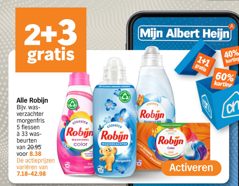 Robijn wasverzachter, wasmiddel folder aanbieding bij Albert Heijn ...