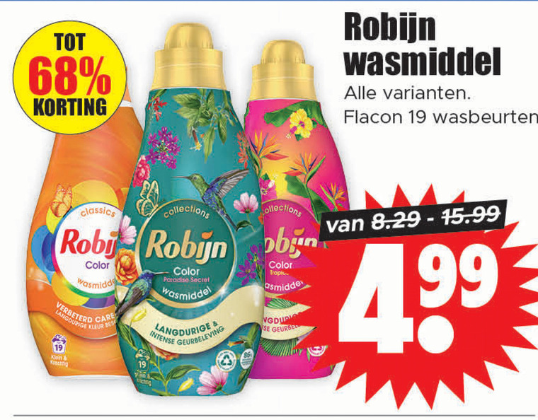 Robijn wasmiddel folder aanbieding bij Dirk - details