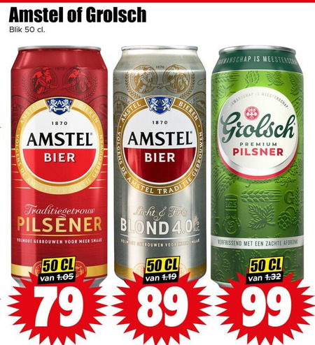 Amstel blikje bier folder aanbieding bij Dirk - details